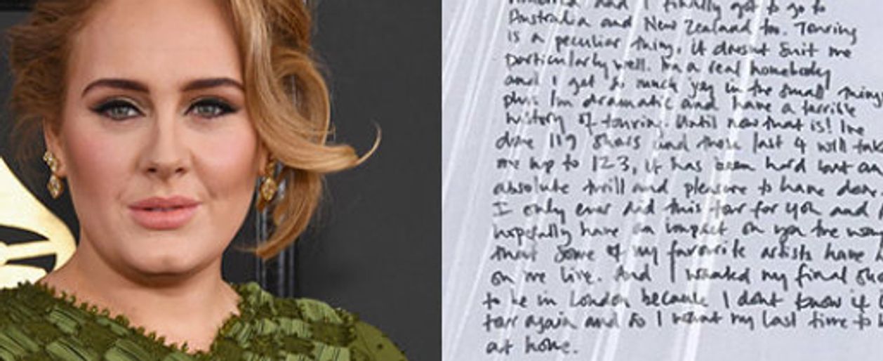 In una lettera scritta a mano, Adele spiega ai fan perché ...