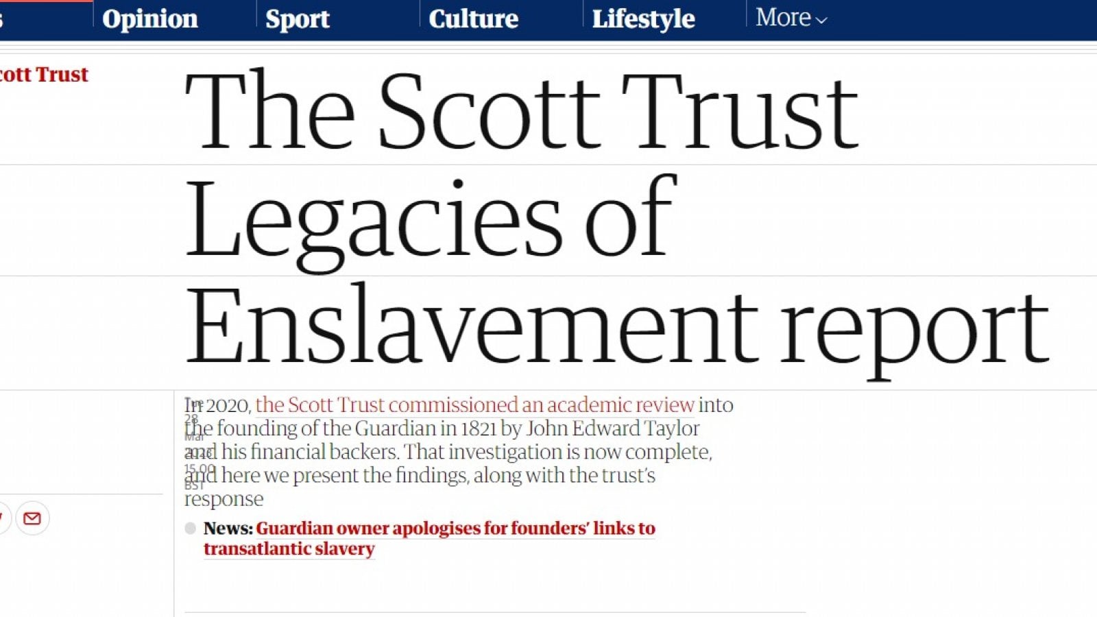 The Guardian si scusa per i legami dei fondatori con la schiavitù ...