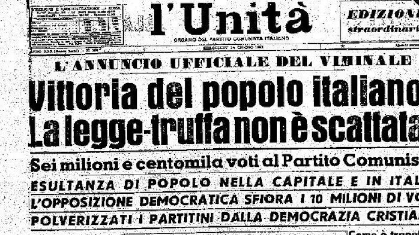 La legge truffa non fu truffa, ma un buon modello di legge elettorale ...