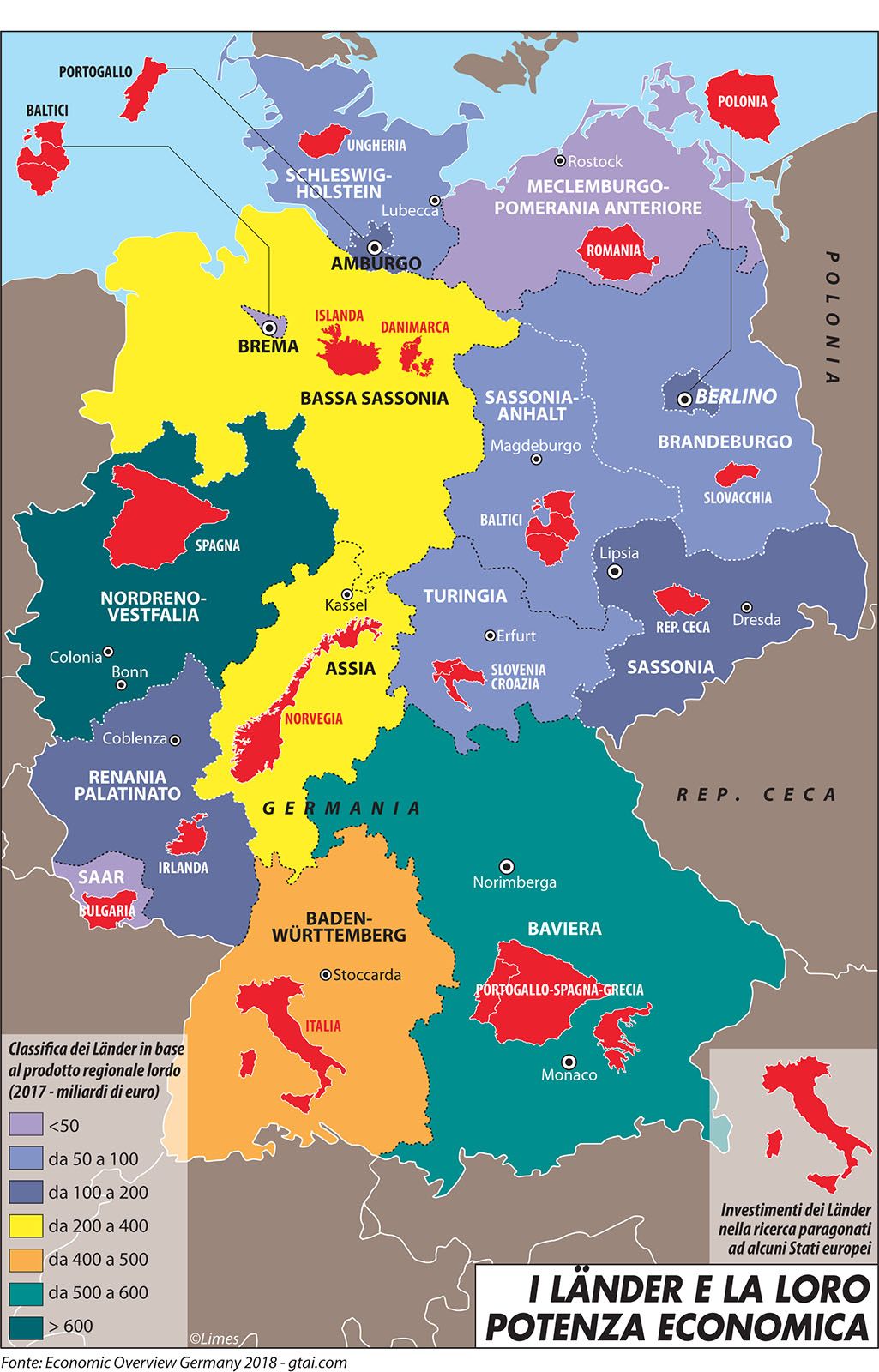 Mappa Degli Stati Tedeschi Stampa “Stati Federali E Città Della