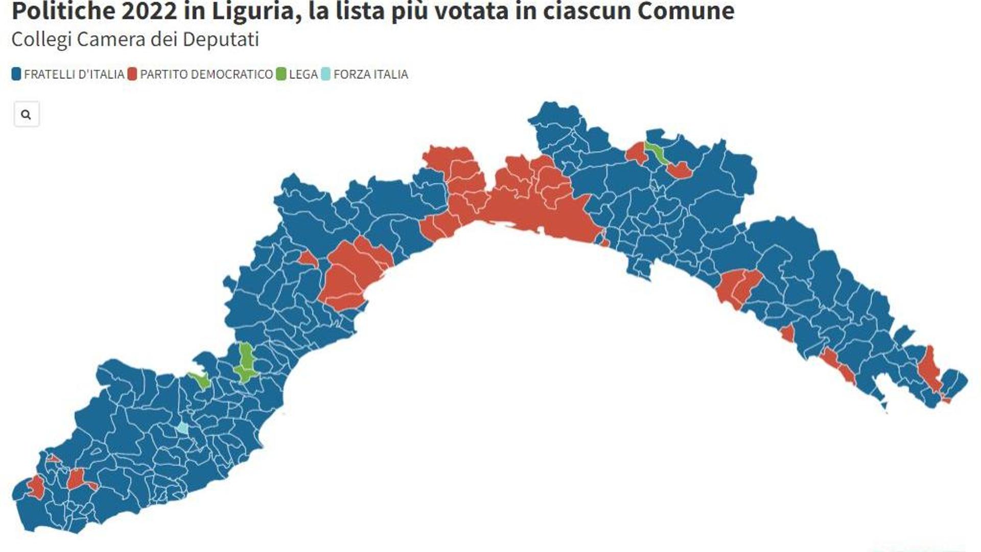 Elezioni 2022, come cambia la mappa della Liguria: basta giallo e verde ...