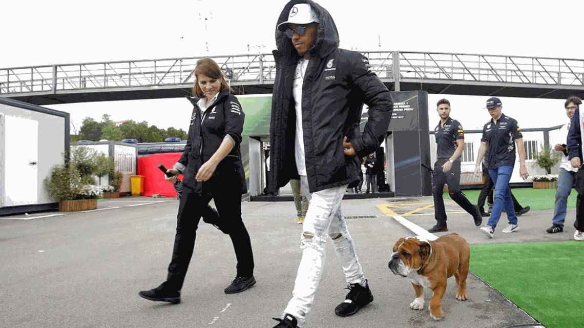 Lewis Hamilton in conferenza stampa col cane - La Stampa