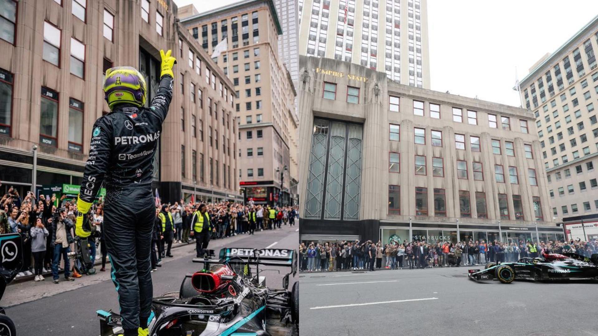 New York, Hamilton e la sua Mercedes da F1 danno spettacolo sulla ...